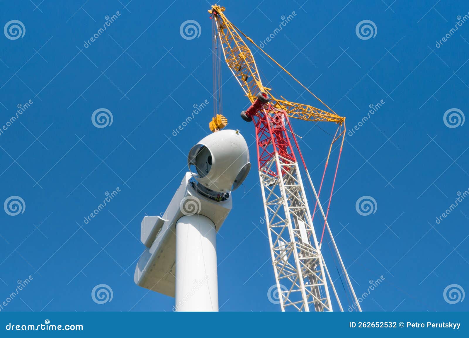 Installing Rotor House At The Top Of A New Dutch Wind Turbine Stock ...