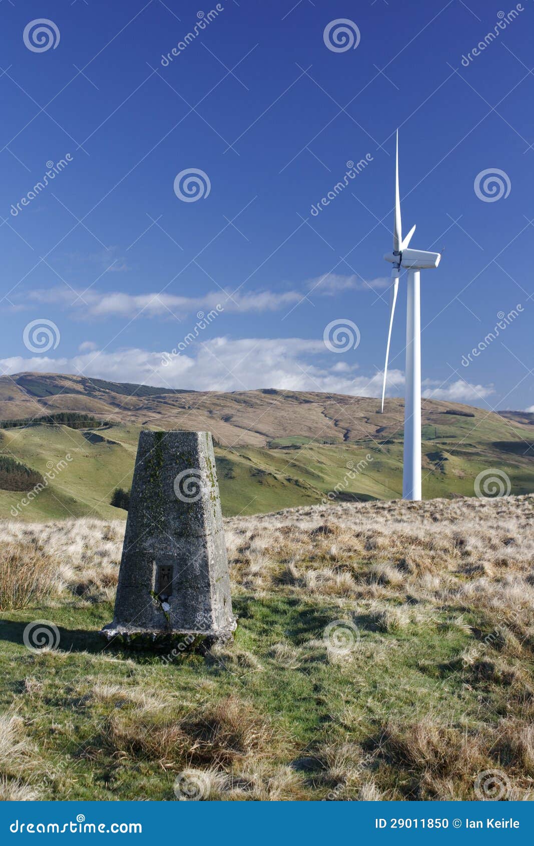 Wind Turbine with Trig Point Stock Photo - Image of climate ...