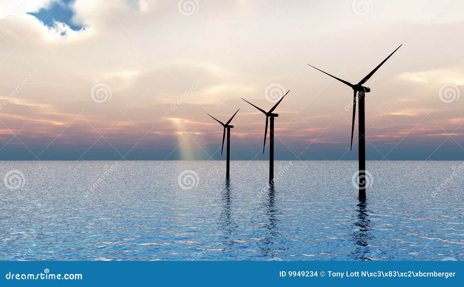 Wind-Turbinen in Meer stockfoto. Bild von leistung, energie - 9949234