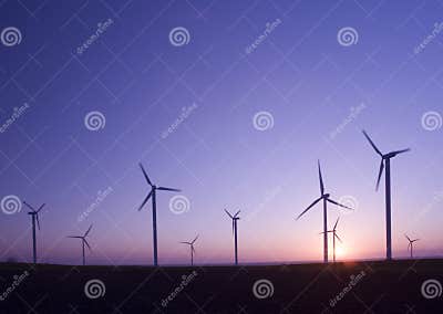 Wind Turbines stock image. Image of wind, purple, sunset - 2401021