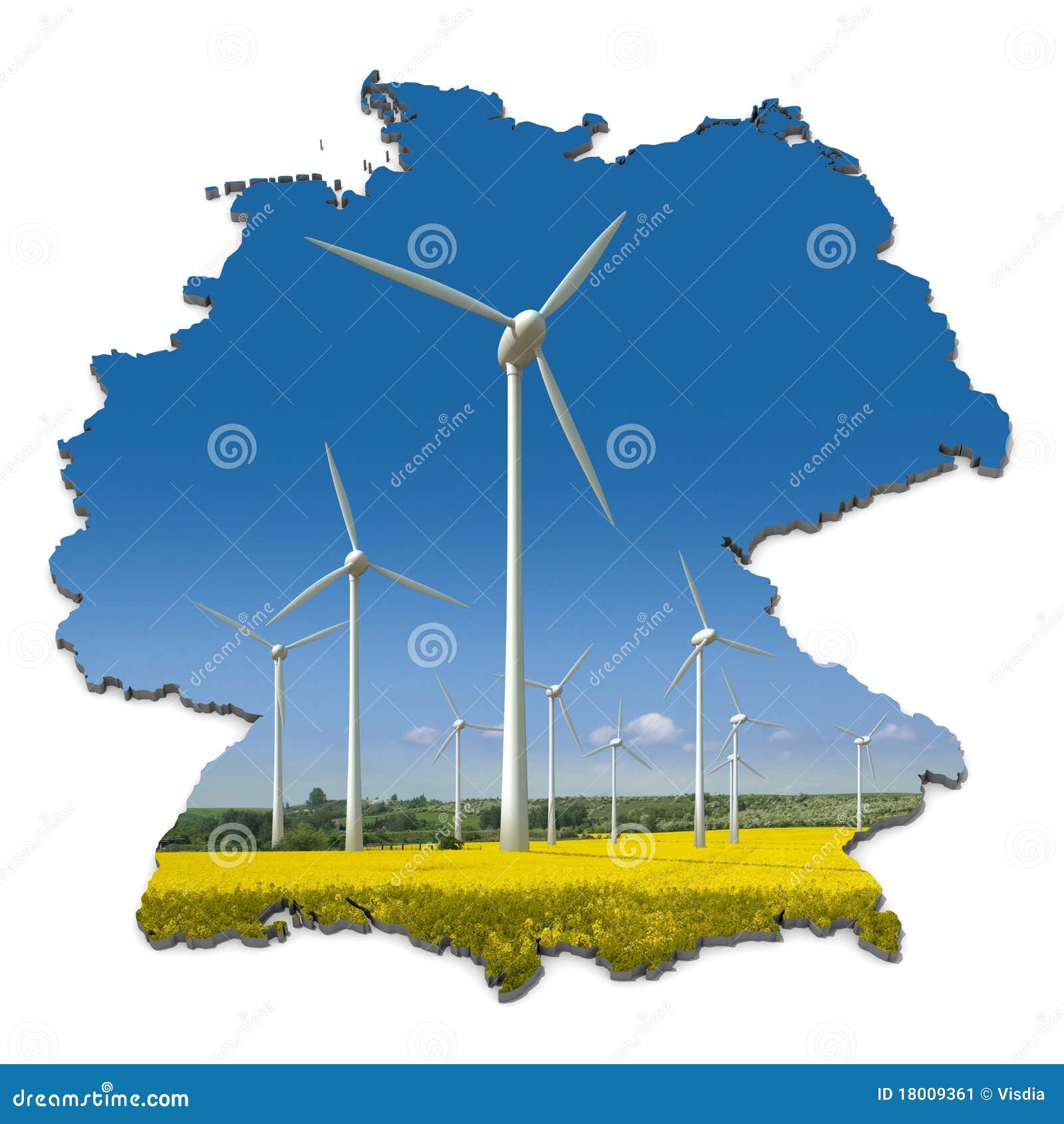Wind Turbines in an Abstract Map of Germany Stock Image - Image of ...