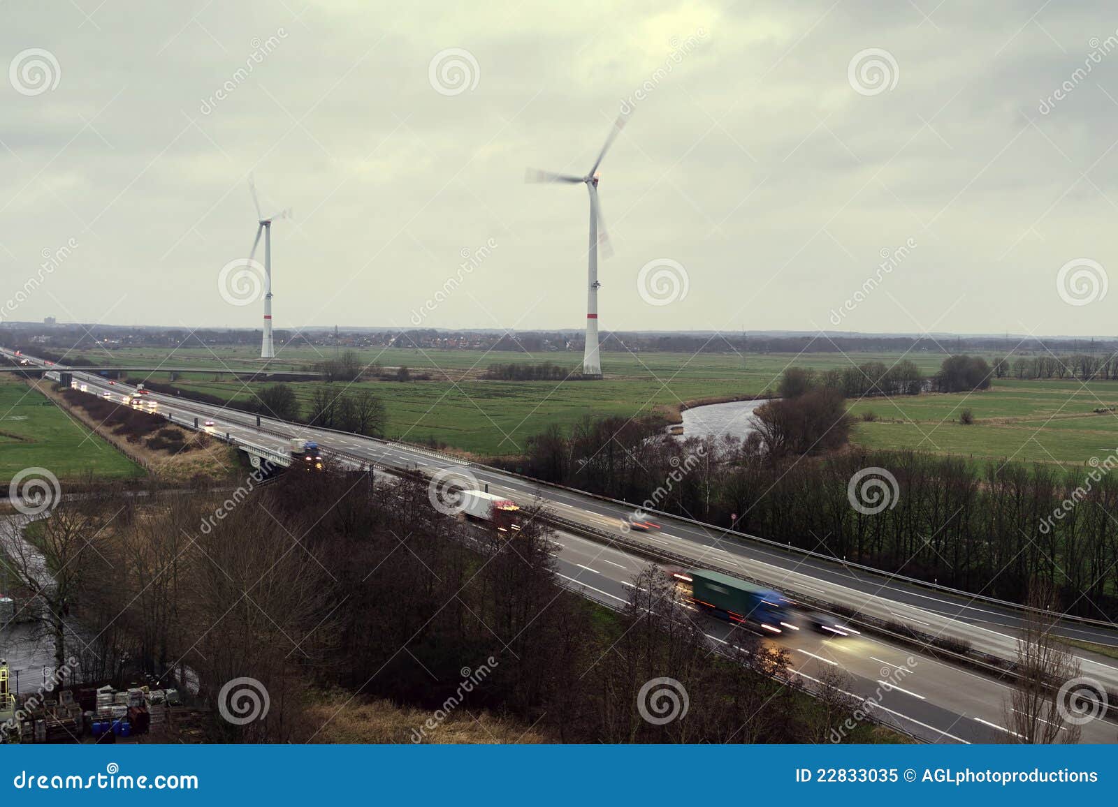 Wind Turbines Along Highway Stock Image - Image of blades, journey ...