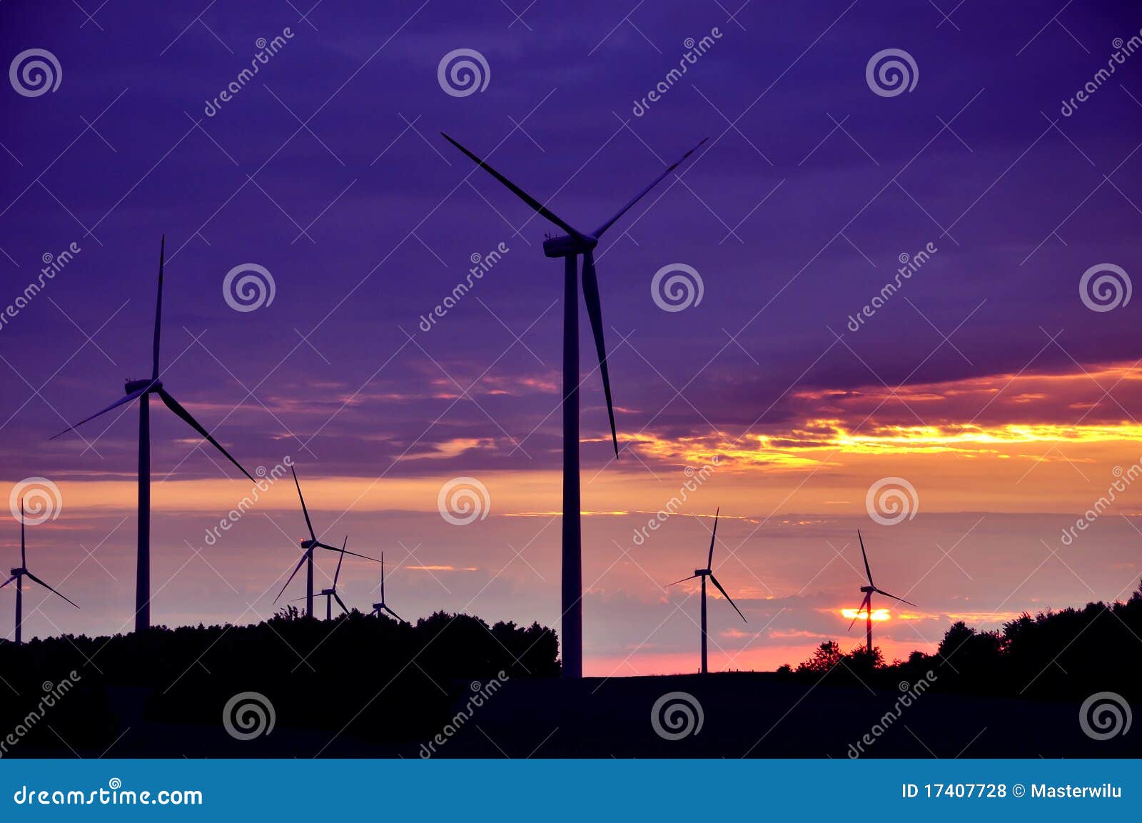 Wind Turbines during Beautiful Sunset Stock Photo - Image of ...