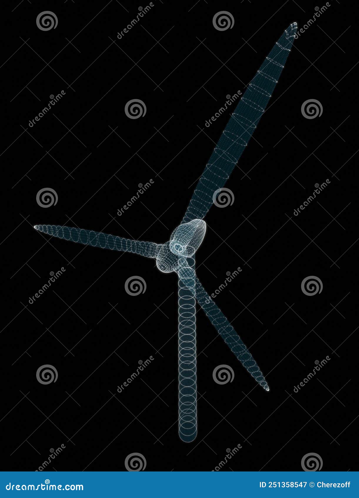 Wind Turbines on Black Background Stock Illustration - Illustration of ...