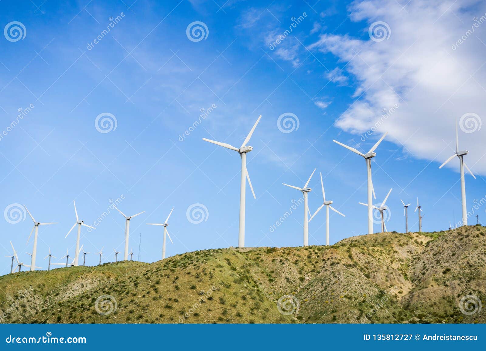 Wind turbines, California stock image. Image of energy - 135812727