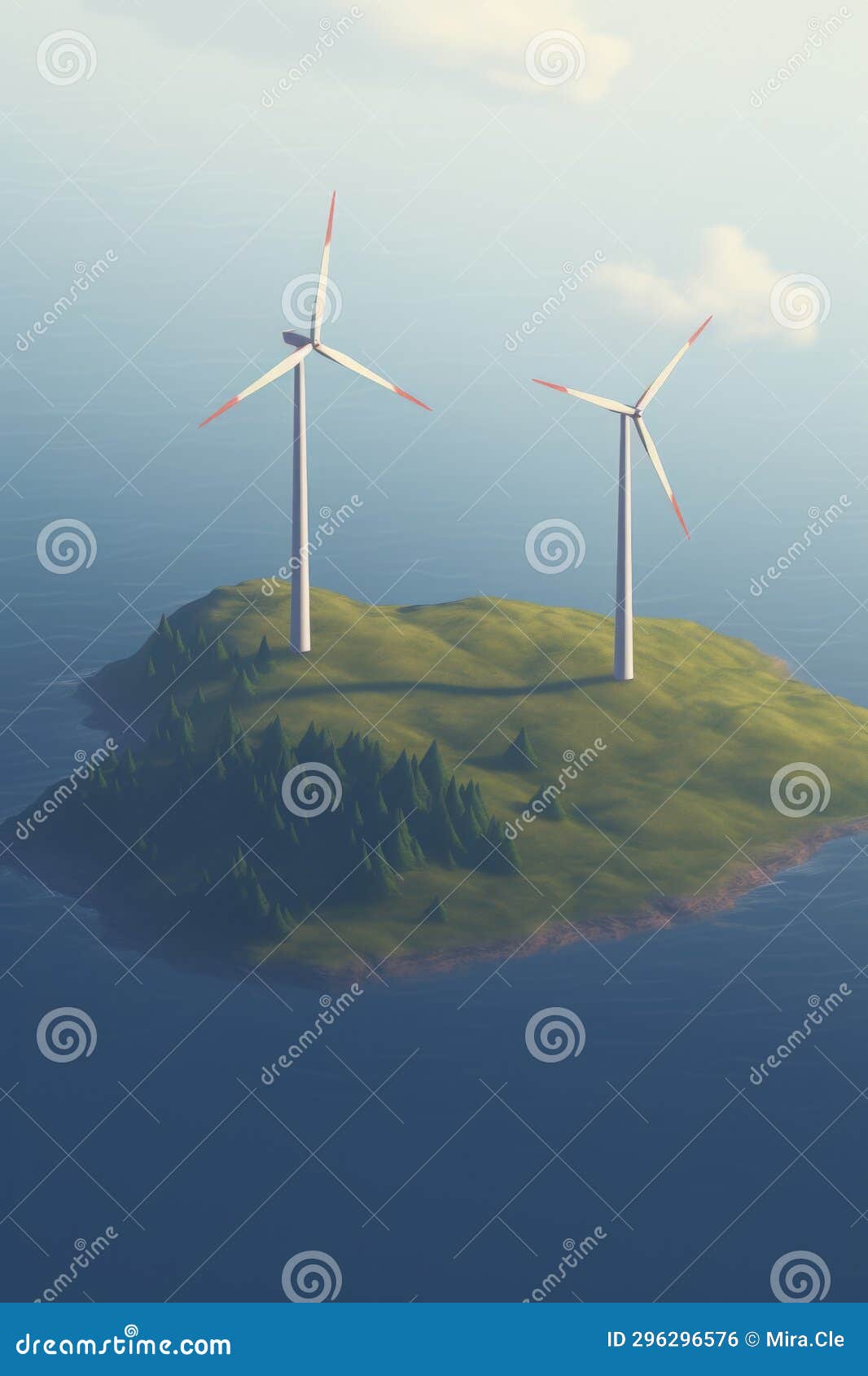 Wind Turbines in Cartoon Style, Created with Generative AI Stock ...
