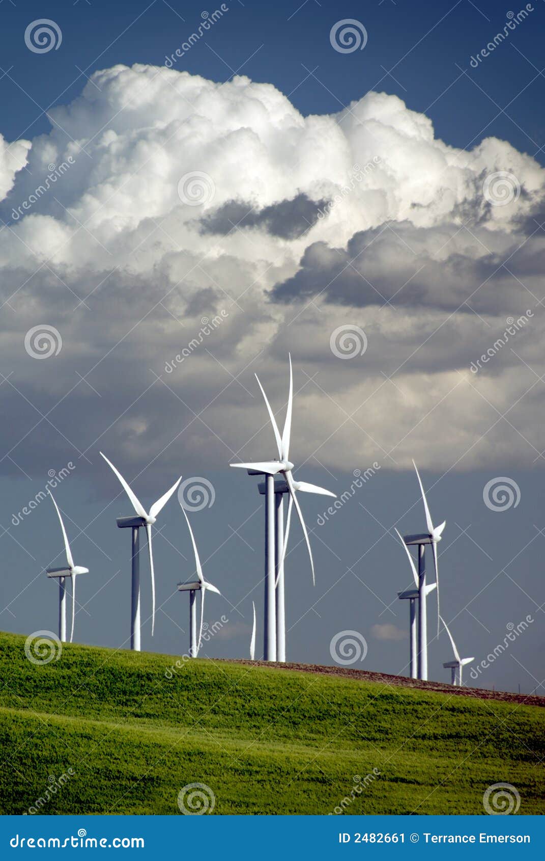 Wind Turbines and Clouds stock image. Image of generating - 2482661