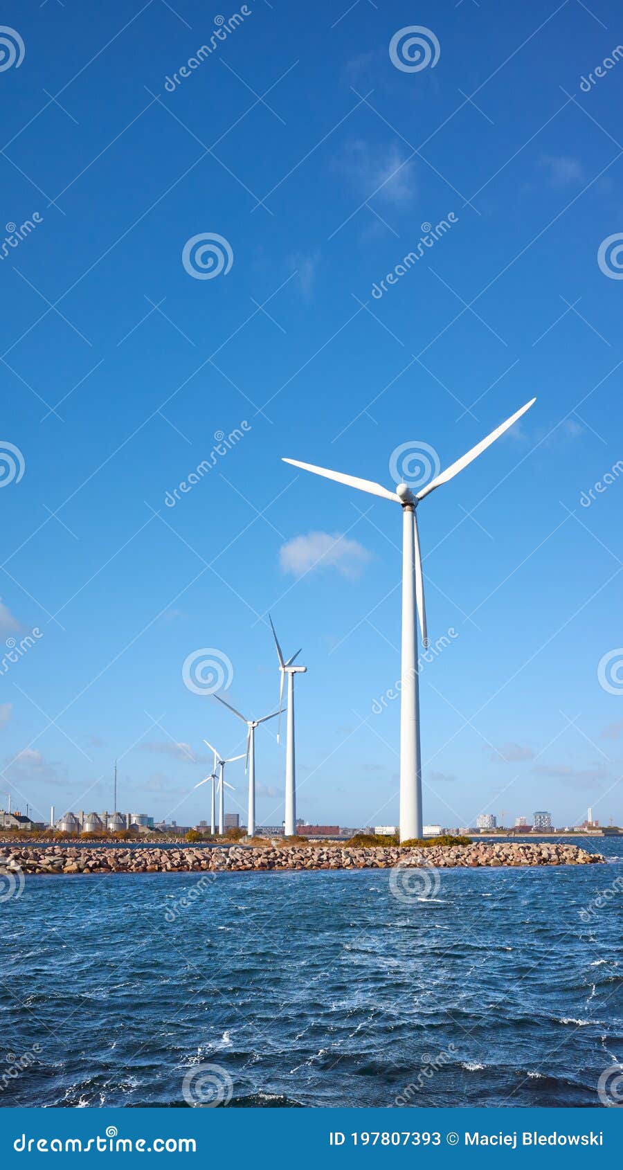 Wind Turbines on the Coast of Copenhagen, Denmark Stock Image - Image ...