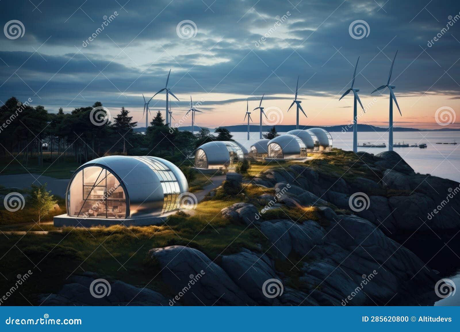 Wind Turbines Connected To Energy Storage System Stock Photo - Image of ...