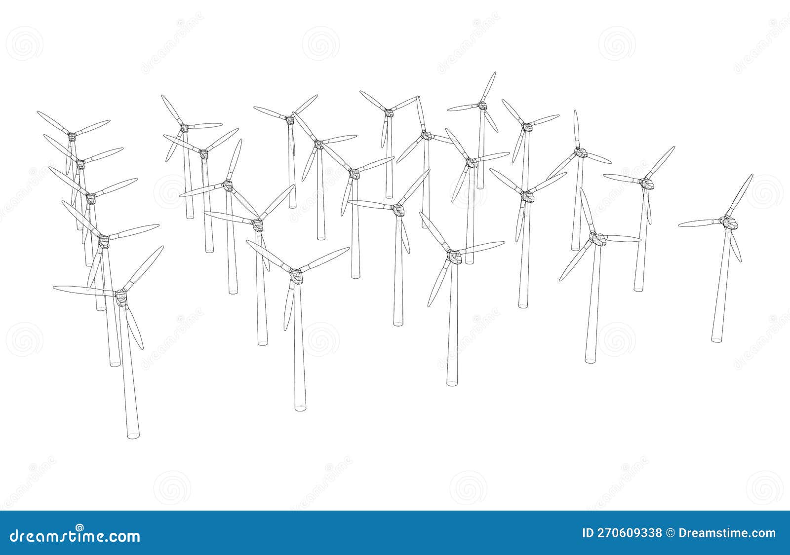 Wind Turbines. 3d Illustration Stock Illustration - Illustration of ...