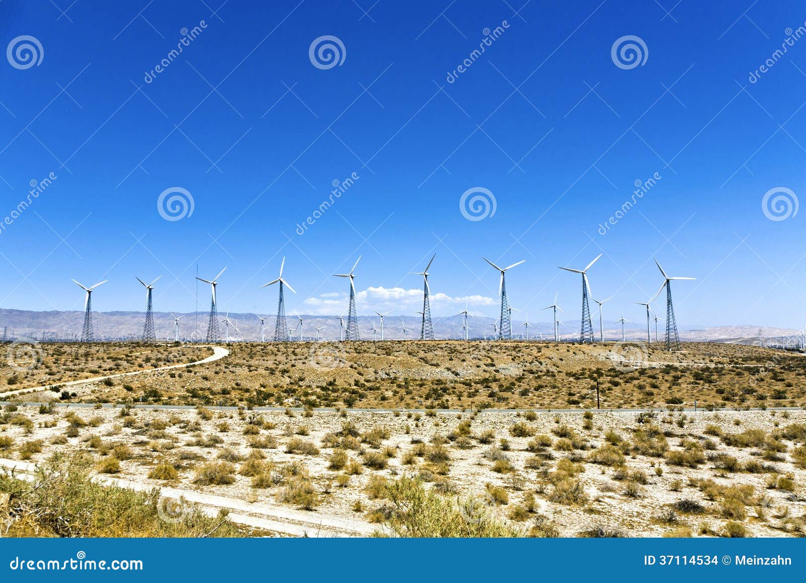 Wind Turbines in the Desert of California Stock Photo - Image of ...