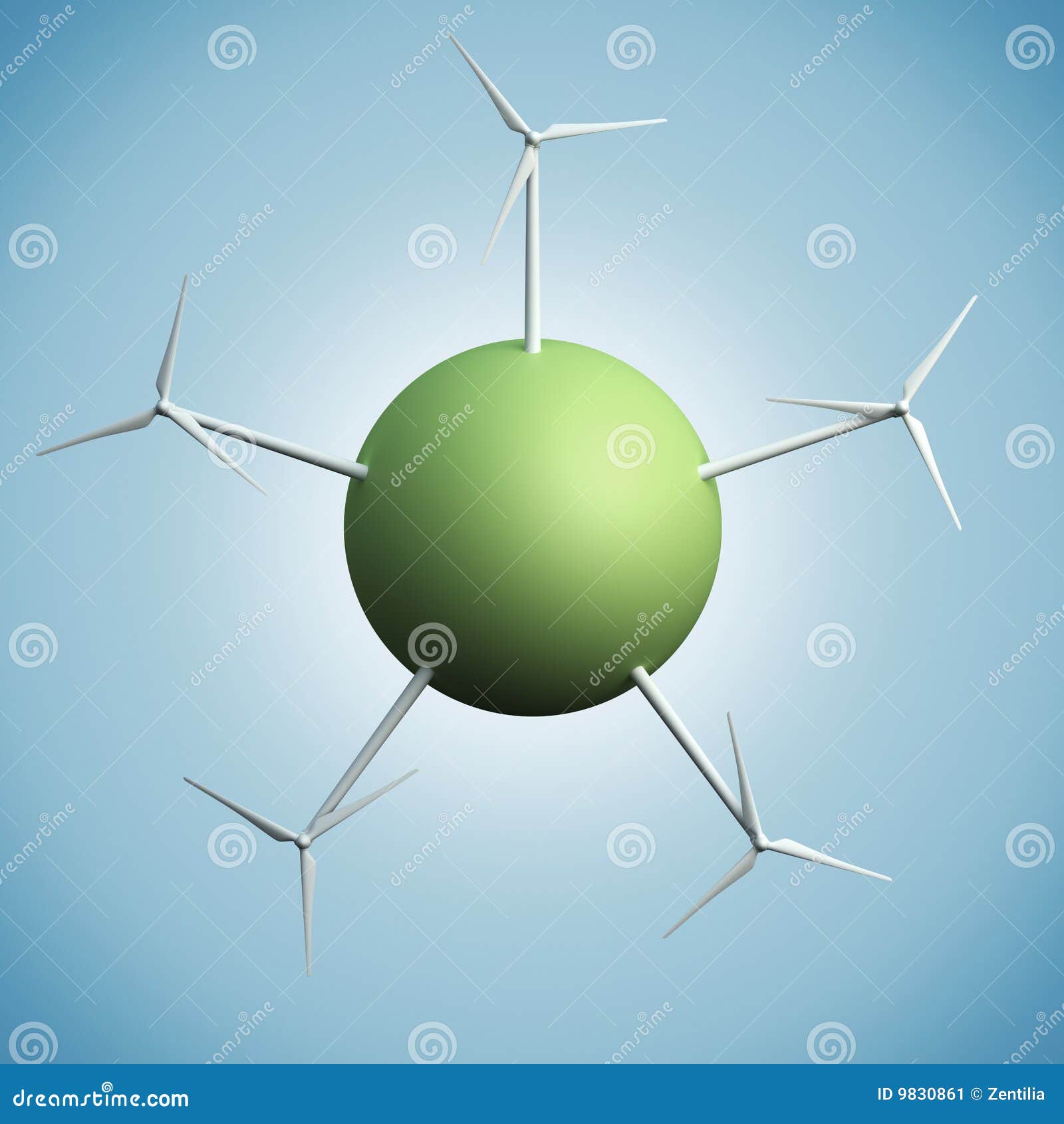 Wind turbines on earth stock illustration. Illustration of green - 9830861