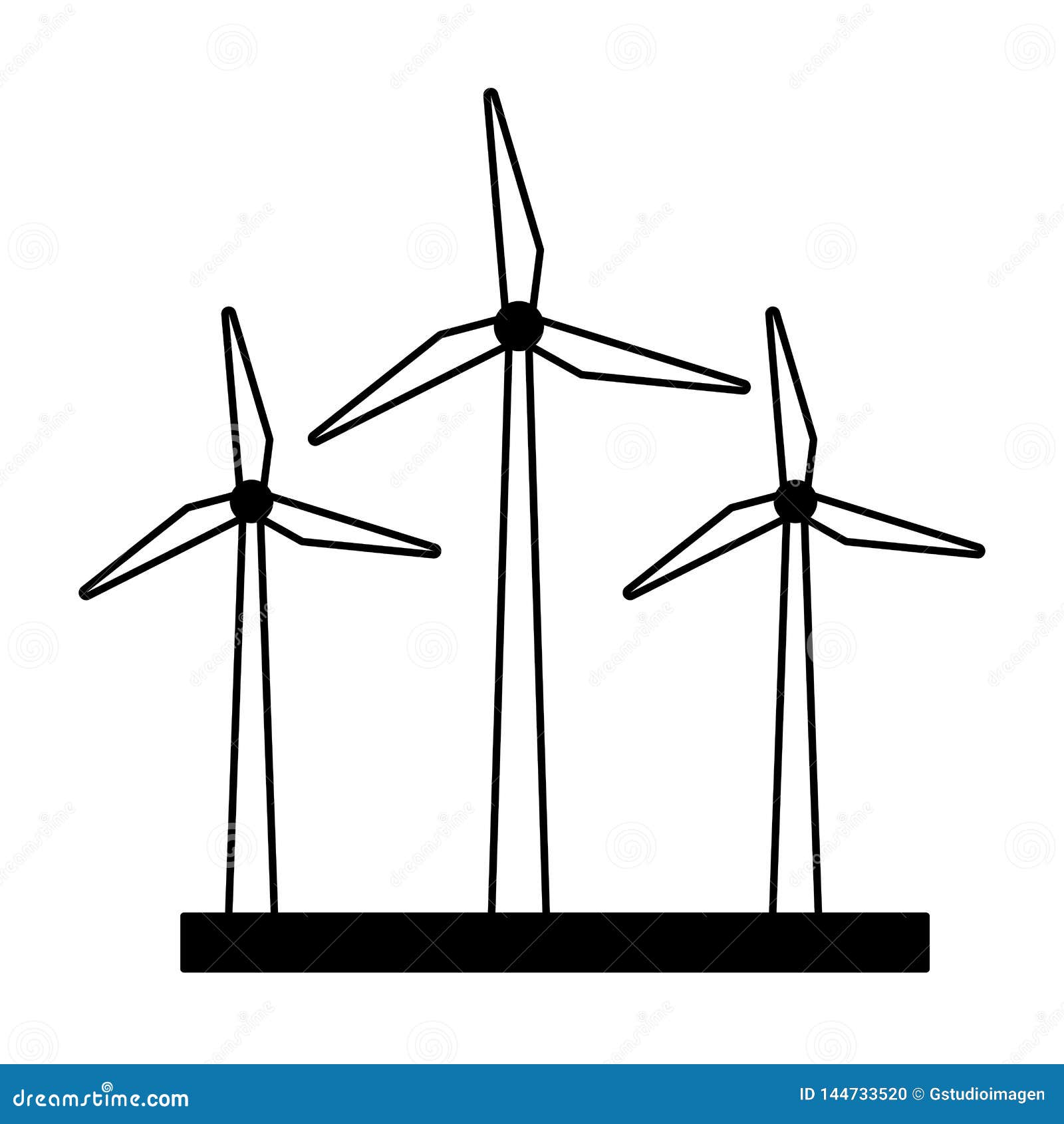 Wind turbines energy stock vector. Illustration of electricity - 144733520