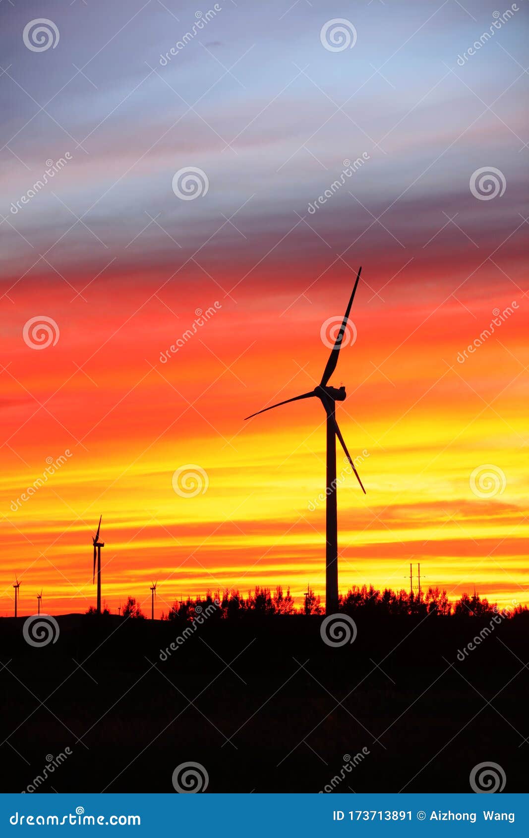Wind Turbines in the Evening Stock Image - Image of panorama, energy ...
