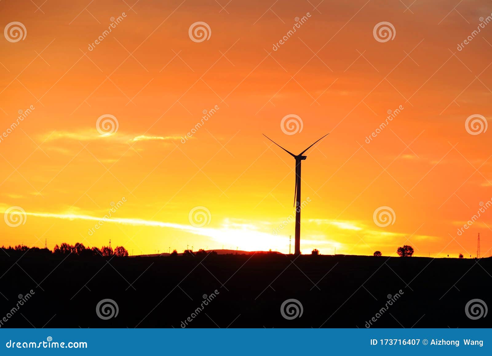 Wind Turbines in the Evening Stock Image - Image of sunset, generator ...