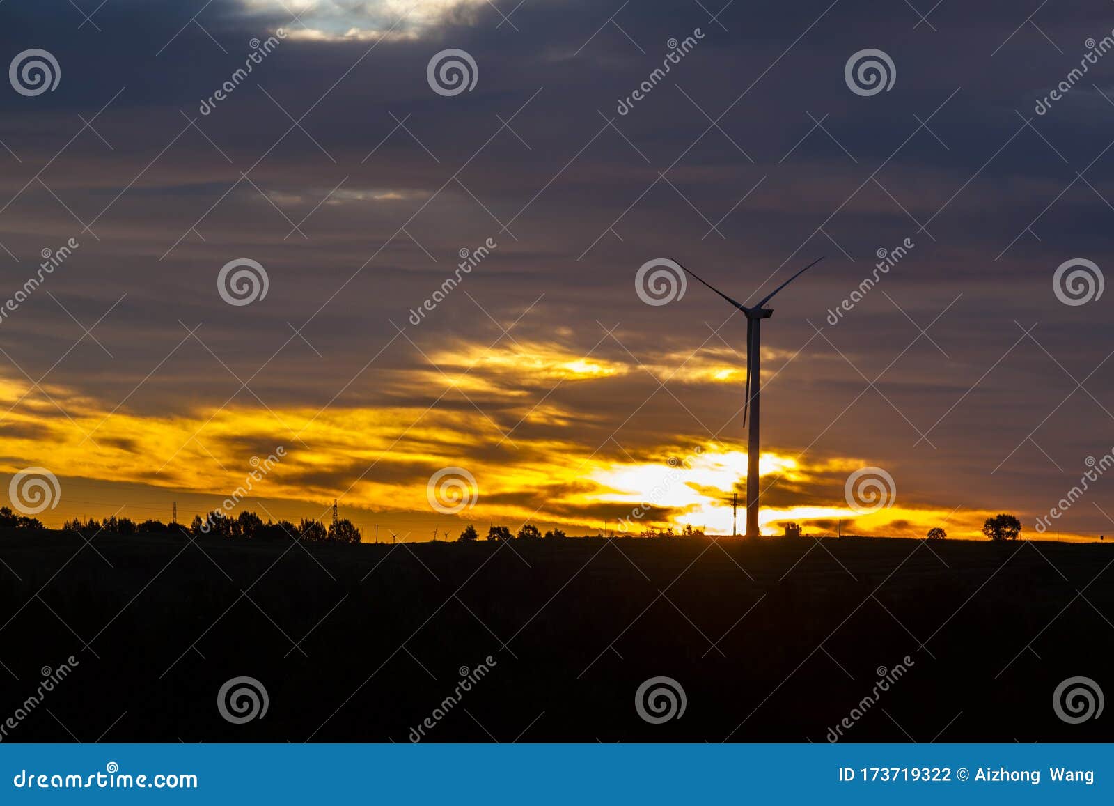 Wind Turbines in the Evening Stock Photo - Image of sunset, turbine ...