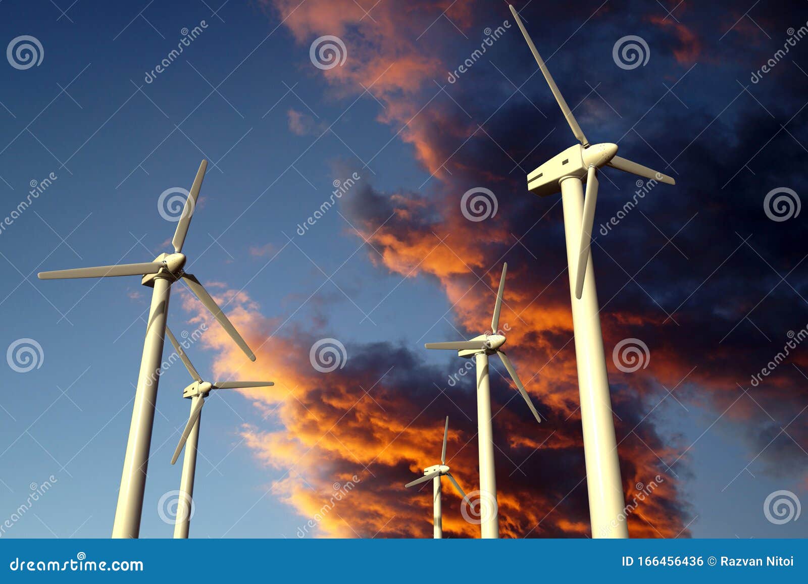 Wind Turbine Electricity Generators on a Cloudy Sky Stock Photo - Image ...