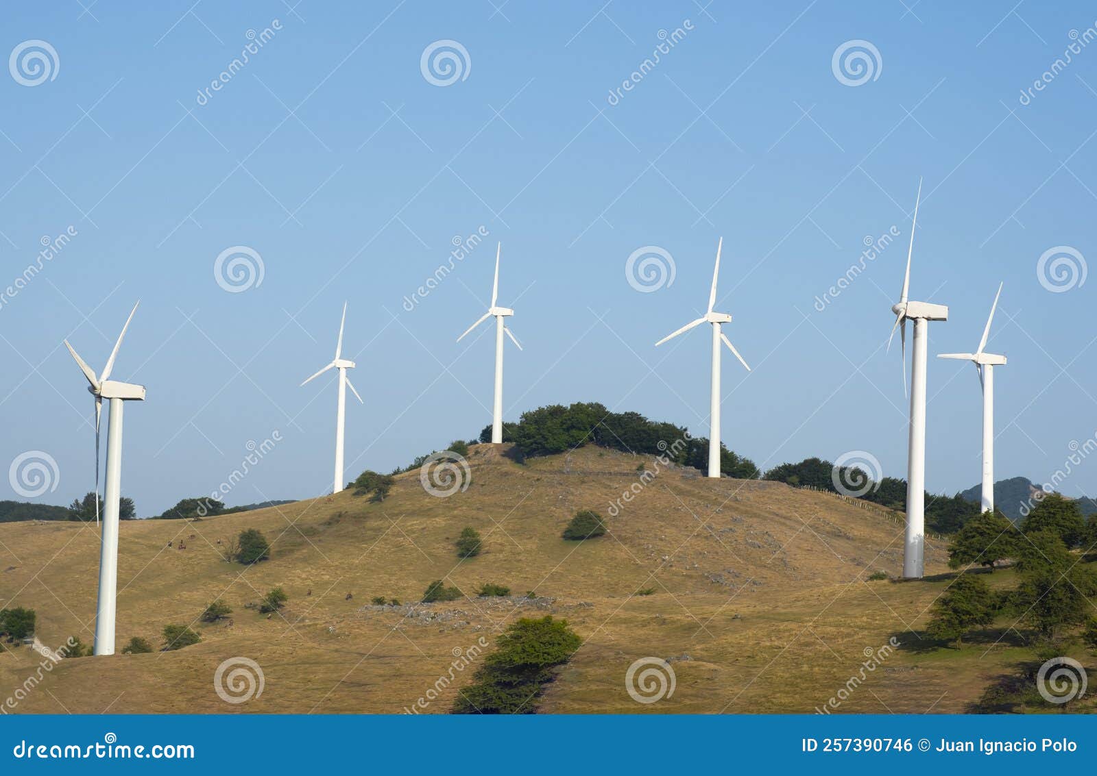 Wind Turbines and Wind Farm in the Mountain Stock Photo - Image of ...