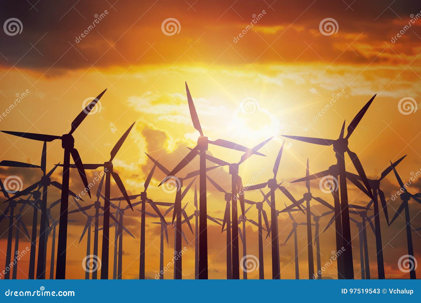 Wind Turbines Farm at Sunset. Industry and Energy Generation Concept ... Wind Turbines Farm at Sunset. Industry and Energy Generation Concept ...