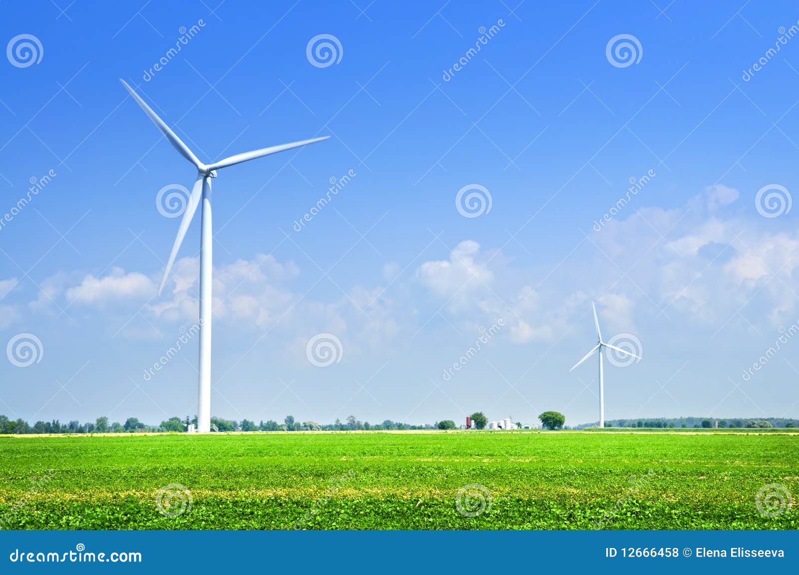 Wind turbines in field stock photo. Image of generate - 12666458