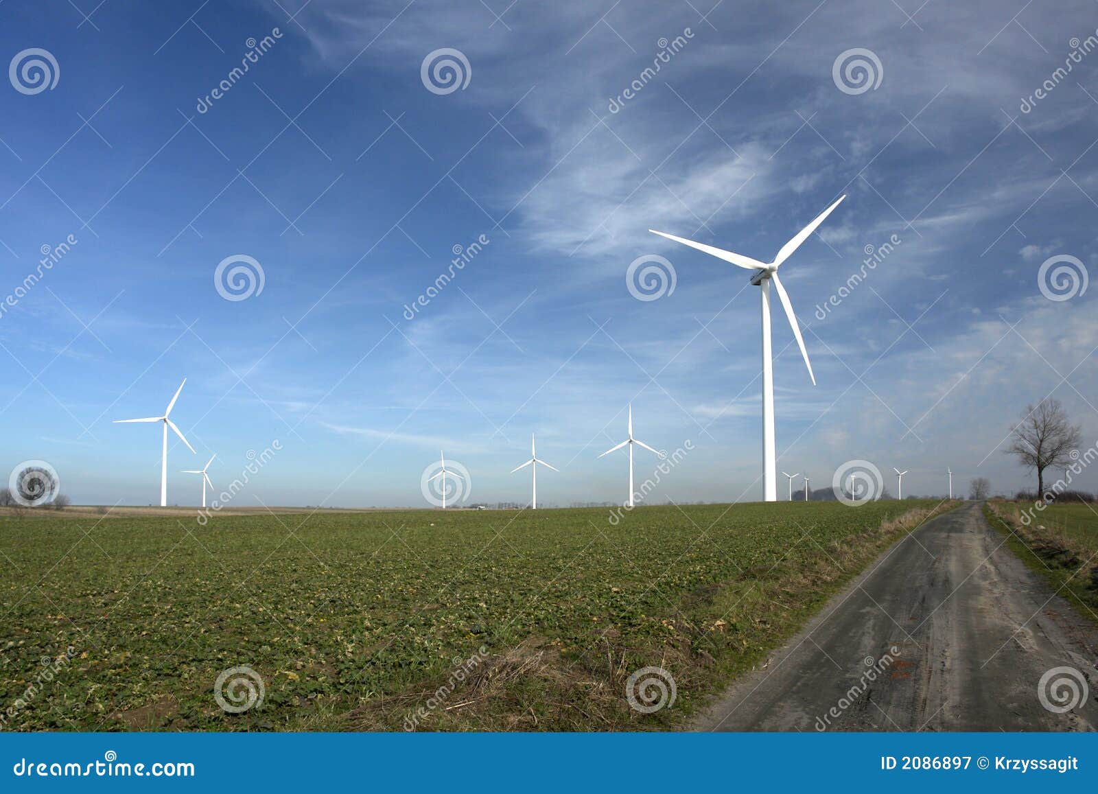 Wind turbines in a field. stock image. Image of alternative - 2086897