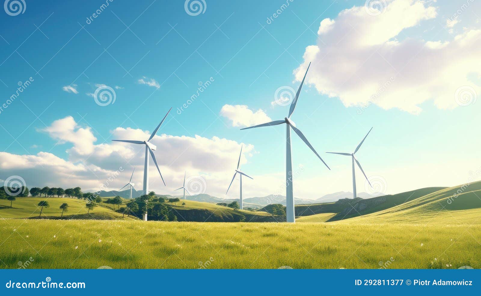 Wind turbines in the field stock illustration. Illustration of ...