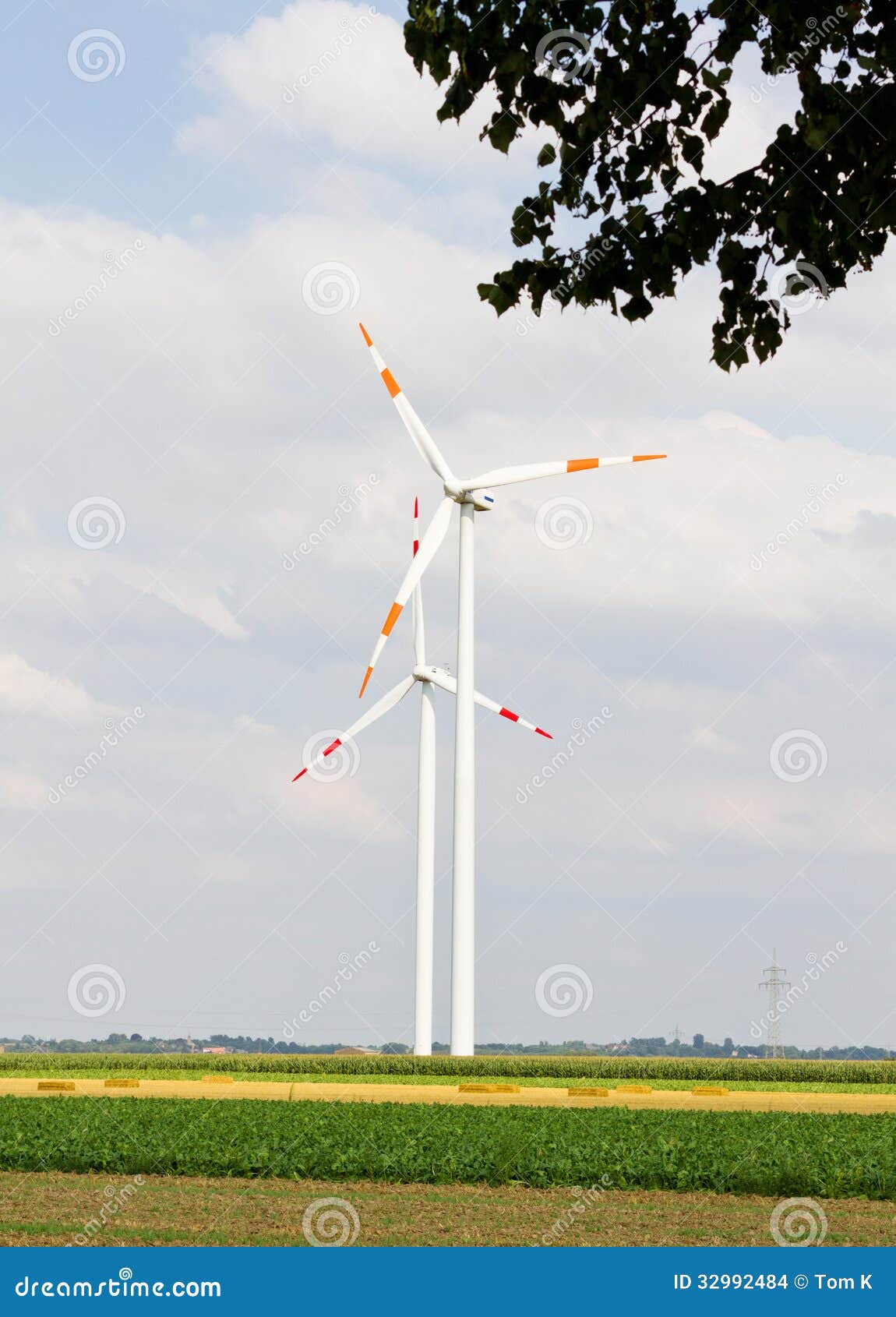 Wind turbines in the field stock photo. Image of renewable - 32992484