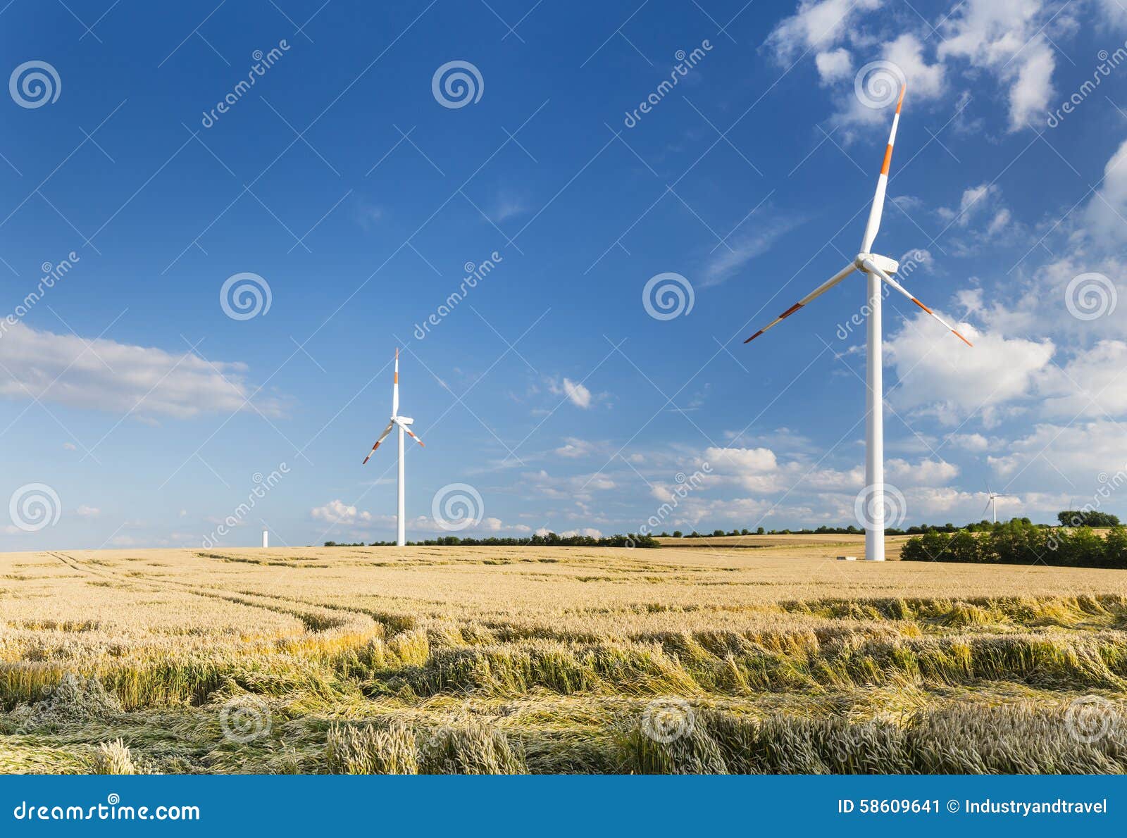 Wind Turbines and Fields stock image. Image of fields - 58609641