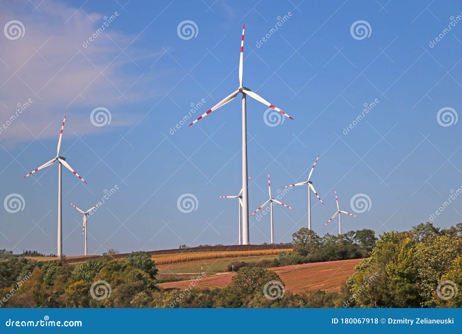 Wind Turbines. Green Ecological Power Energy Generation Stock Photo ...