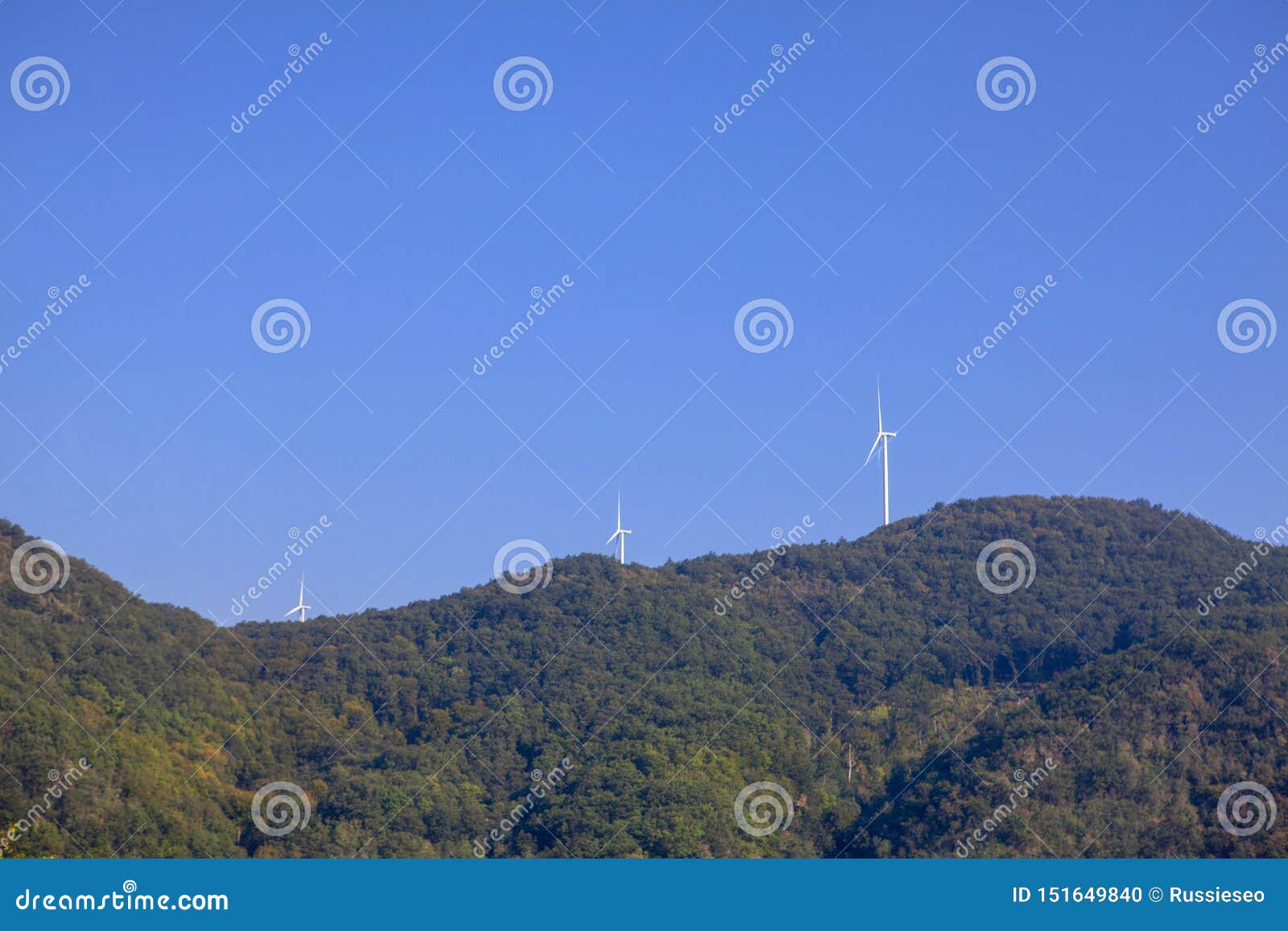 Windmills on the mountain stock photo. Image of blue - 151649840