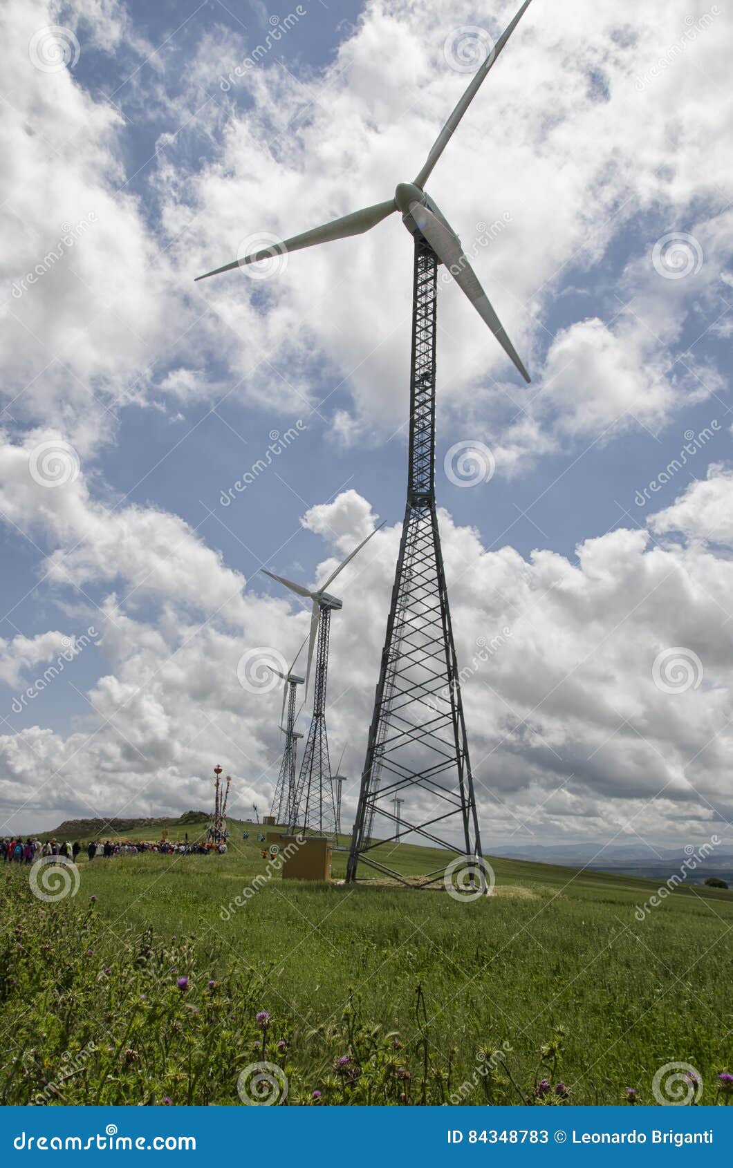 Wind Turbines on a Hill Crest Stock Image - Image of fuels, power: 84348783