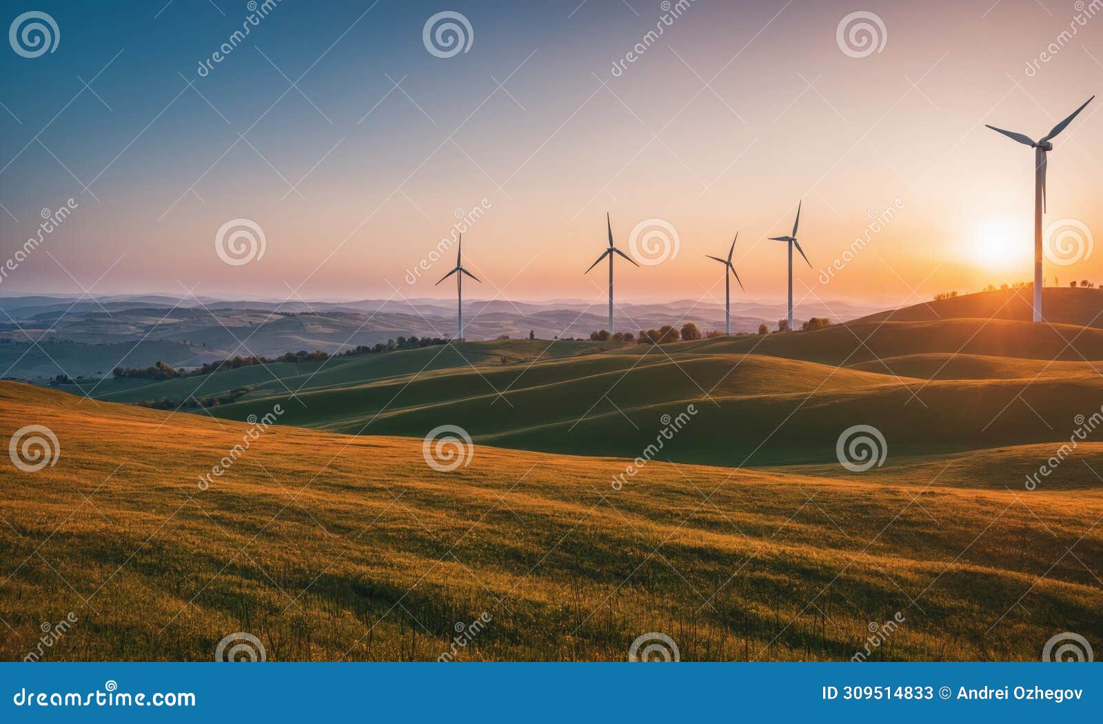 Wind Turbines on the Hills of Tuscany at Sunrise Stock Image - Image of ...