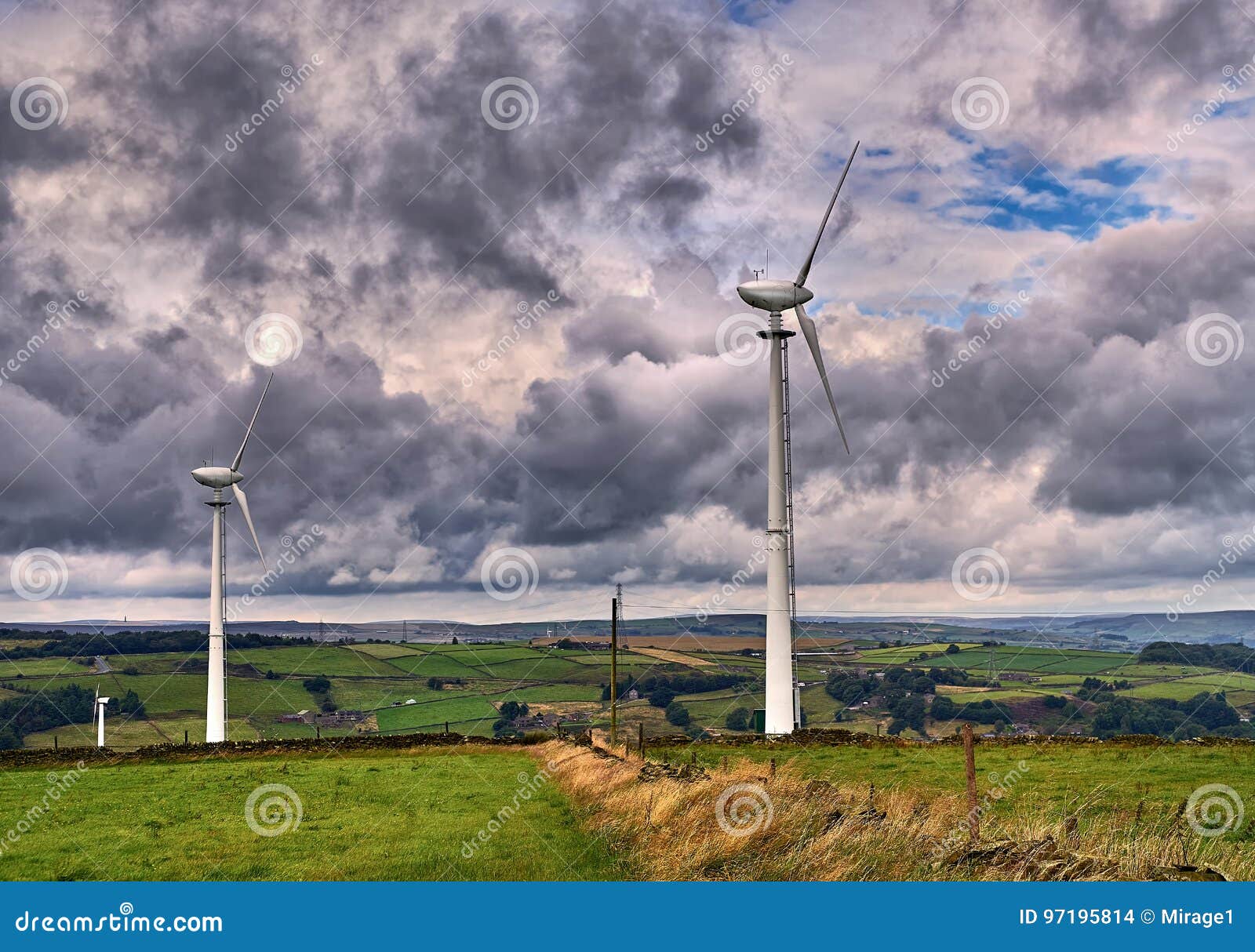 Wind Turbines on Hilltop stock photo. Image of countryside - 97195814