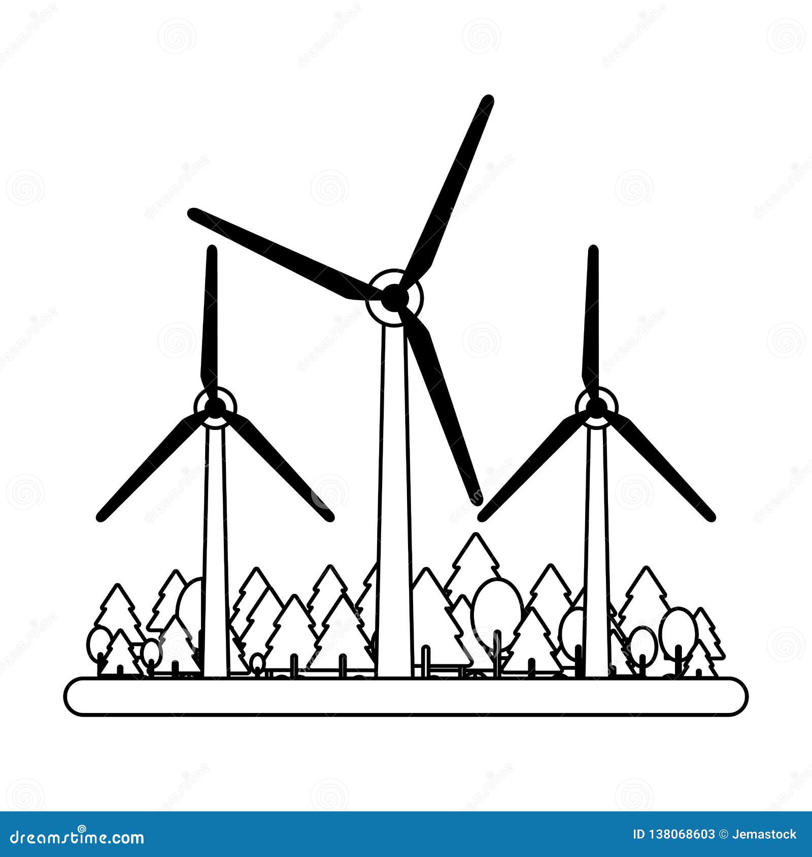 Wind Turbines on Nature Black and White Stock Vector - Illustration of ... Wind Turbines on Nature Black and White Stock Vector - Illustration of ...