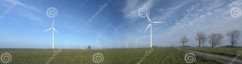 WIND TURBINES PANORAMA stock image. Image of rotation - 2209709