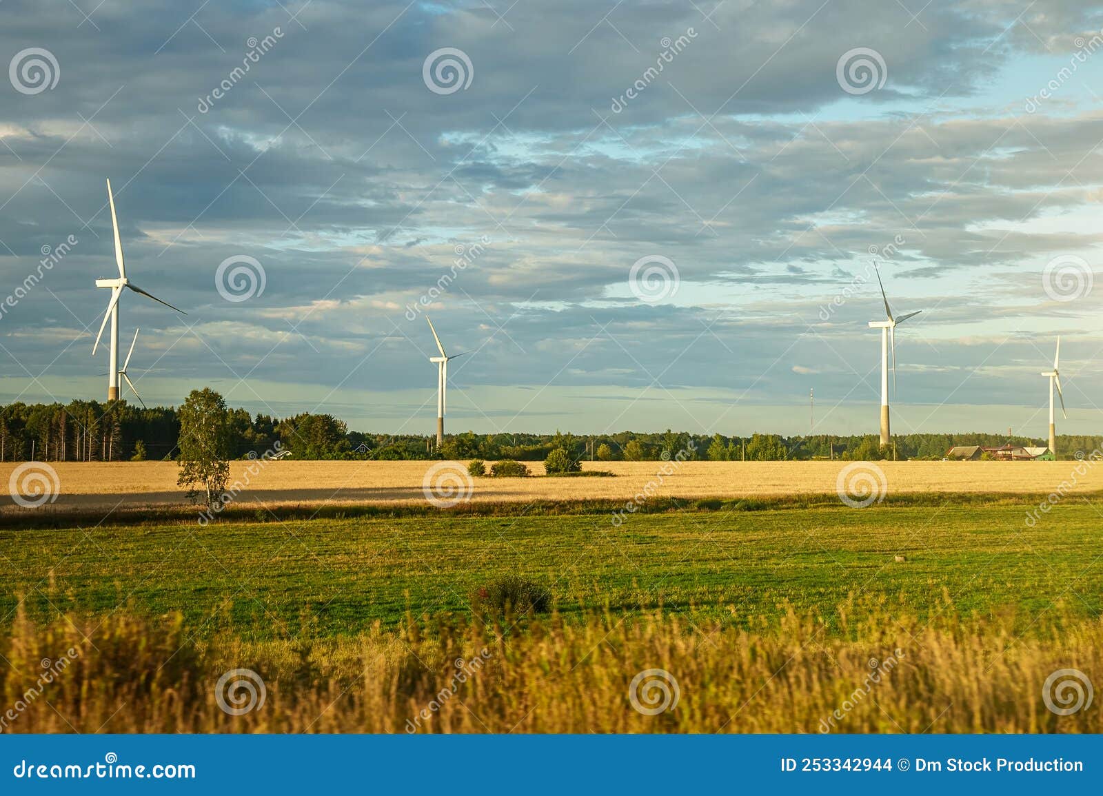Wind turbines park. stock photo. Image of efficiency - 253342944