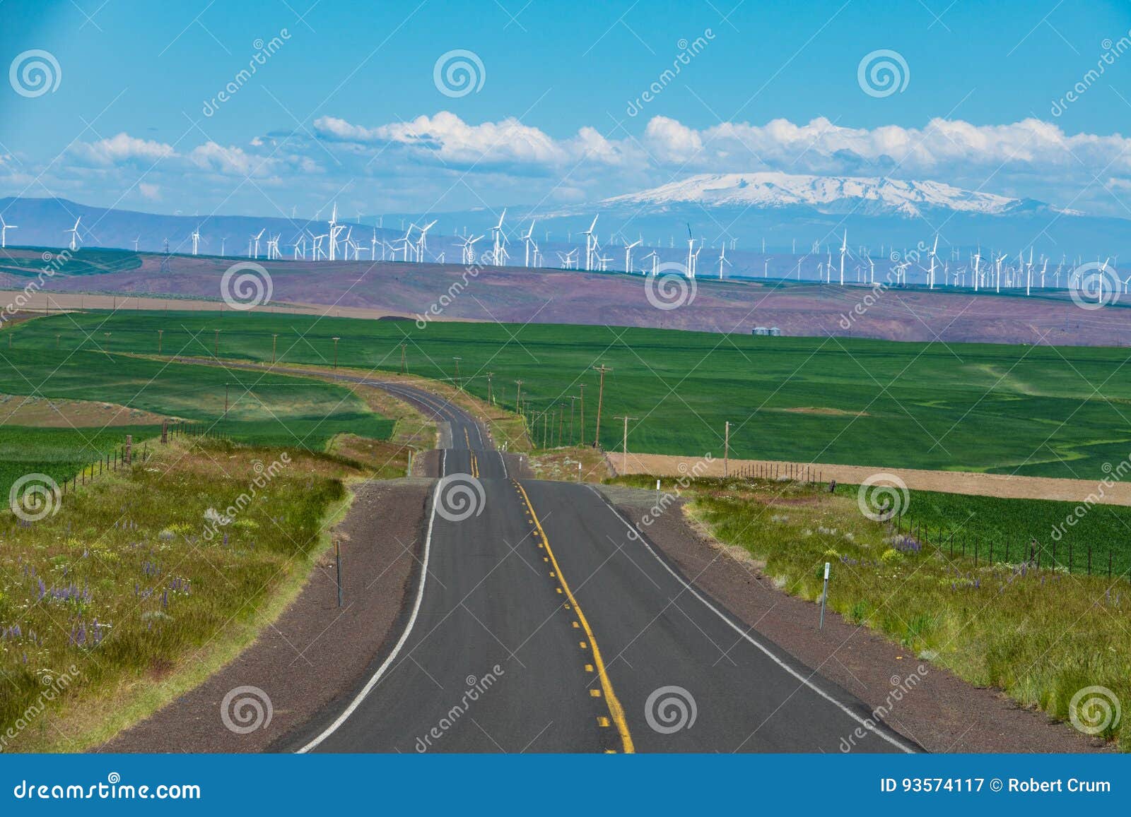 Wind Turbines and a Paved Highway in Eastern Oregon Stock Image - Image ...