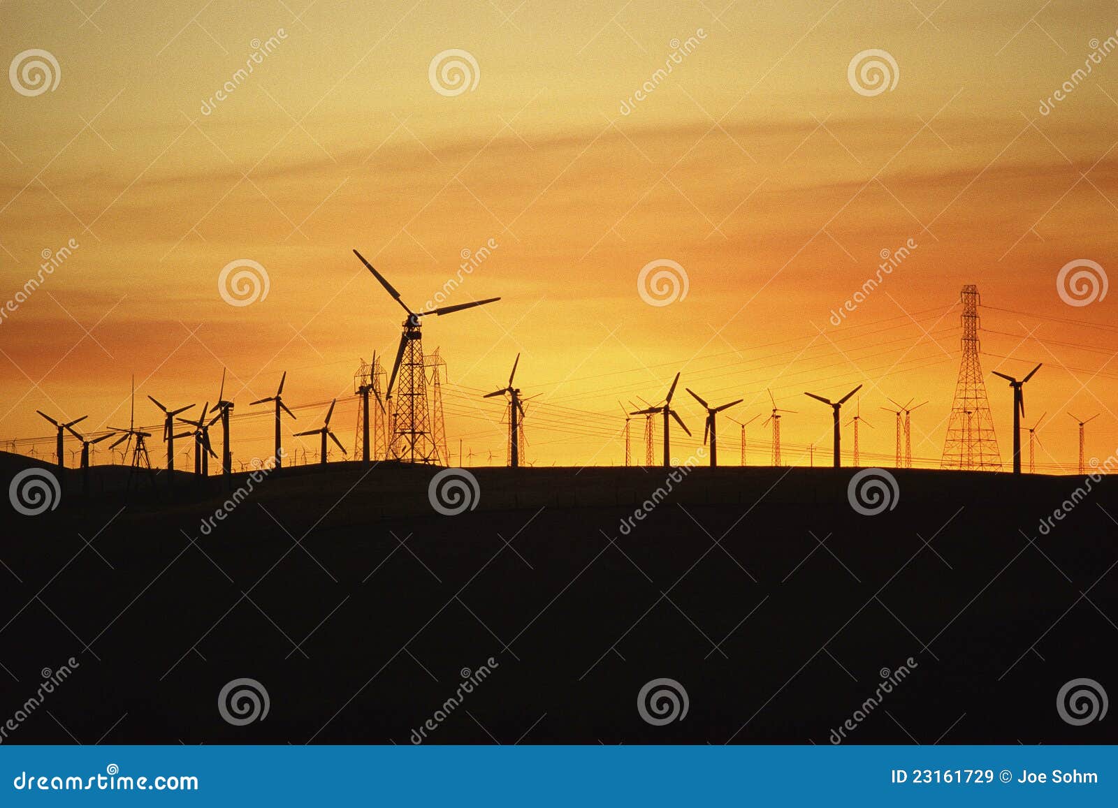 Wind Turbines and Power Lines Stock Image - Image of powerline ...