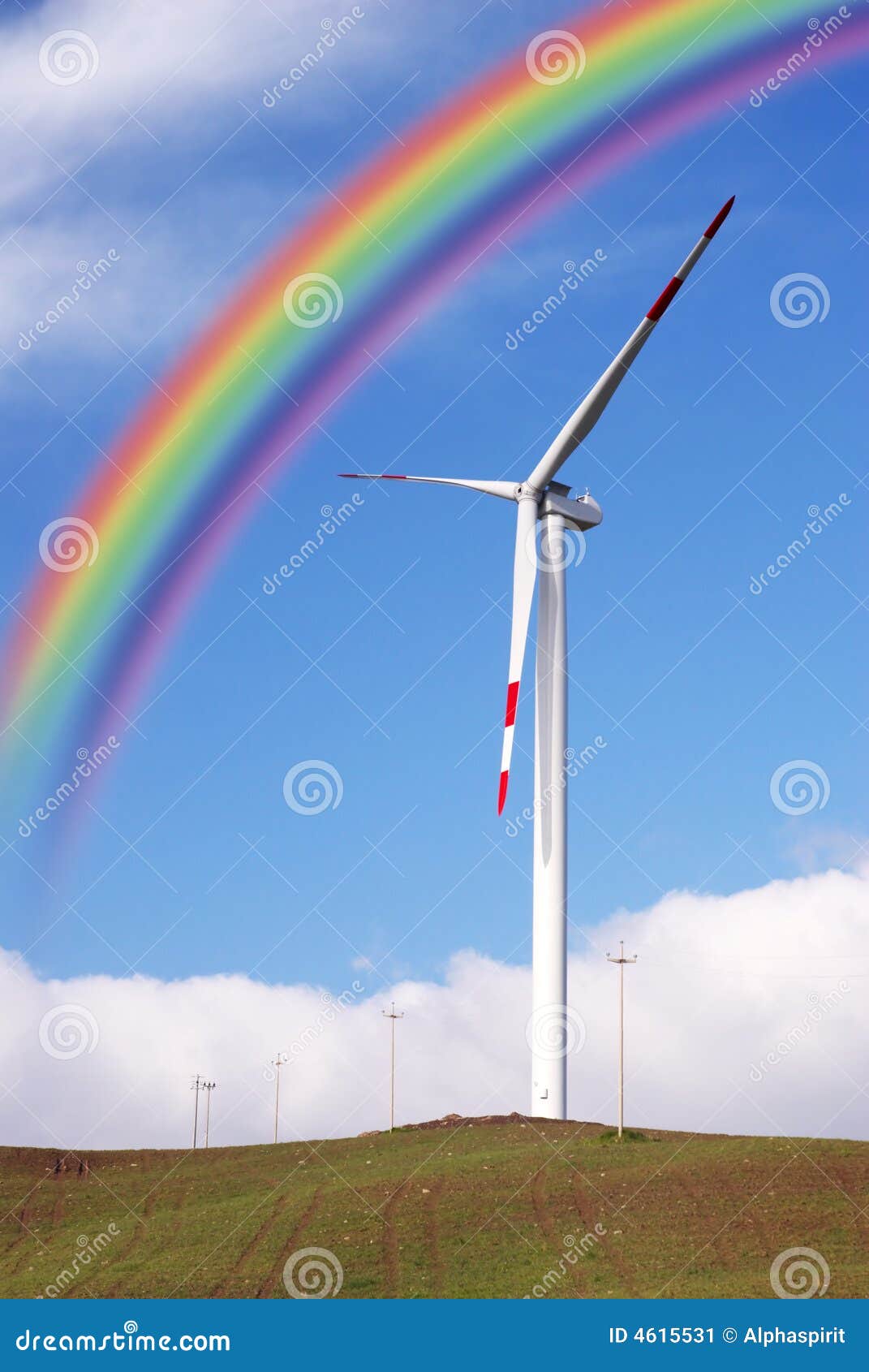 Wind turbines and rainbow stock image. Image of rainbow - 4615531