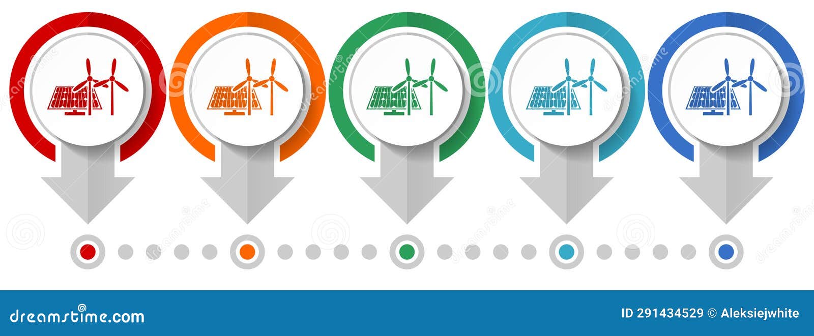Wind Turbines, Renewables Vector Icon Set, Flat Design Infographic ...