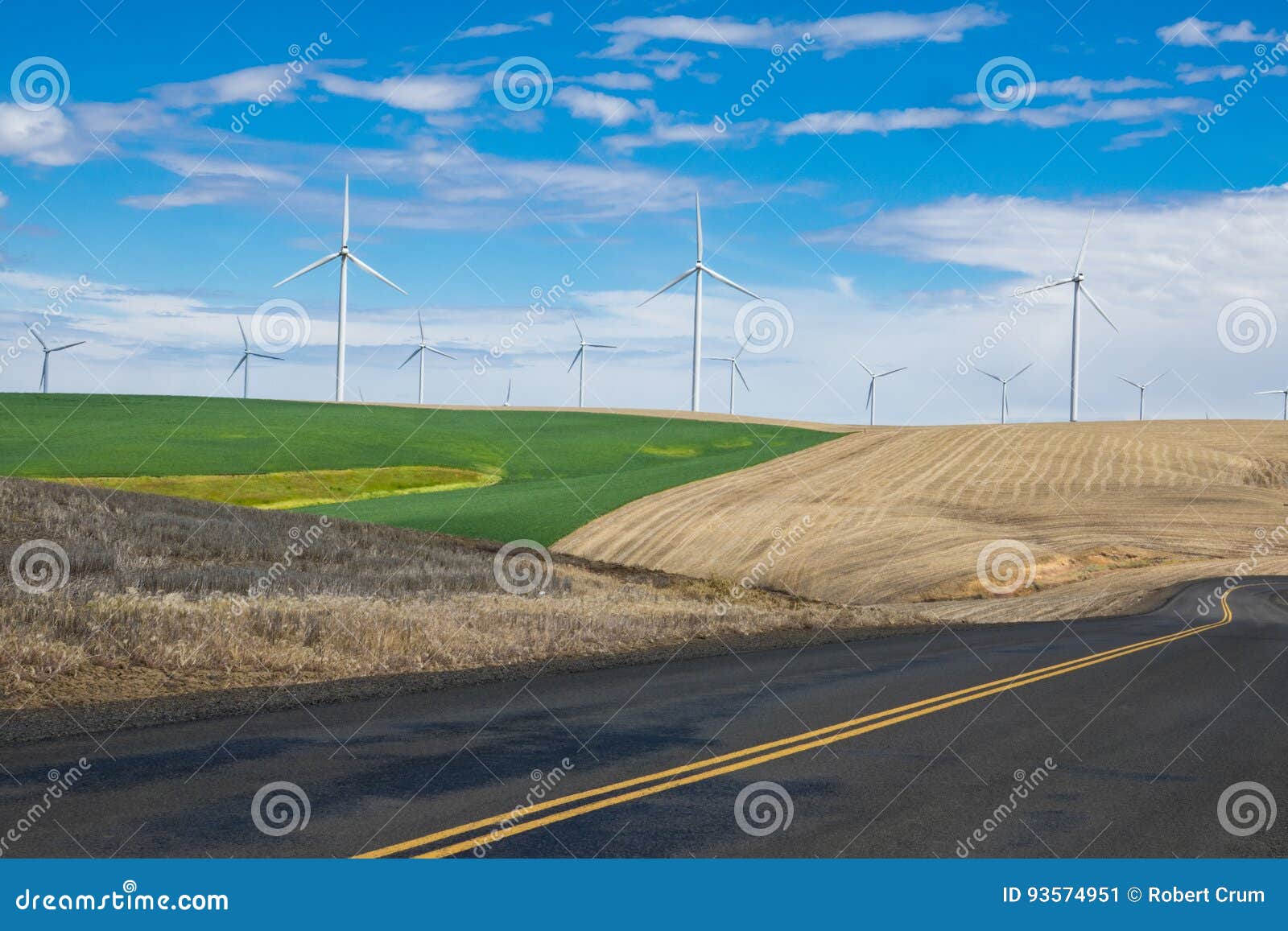 Wind Turbines and Wheat Fields in Eastern Oregon Stock Image - Image of ...