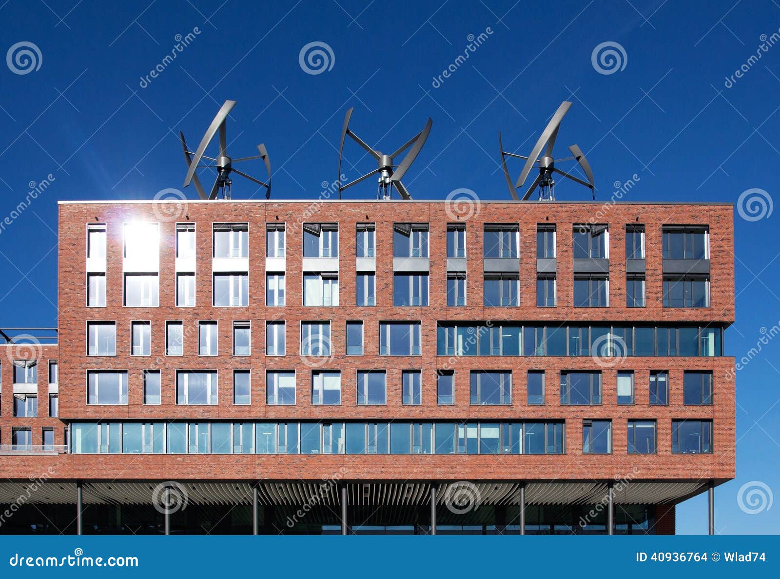 Wind Turbines on Roof of the Building Stock Photo - Image of ...