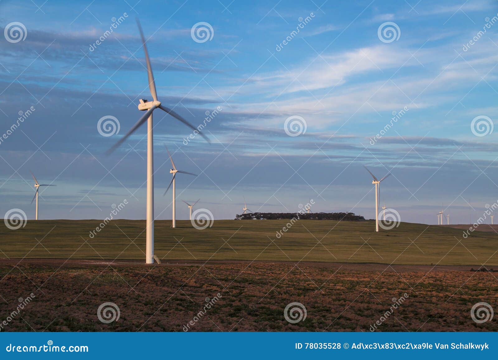 Wind Turbines Rotating in Open Farm Land Stock Photo - Image of land ...