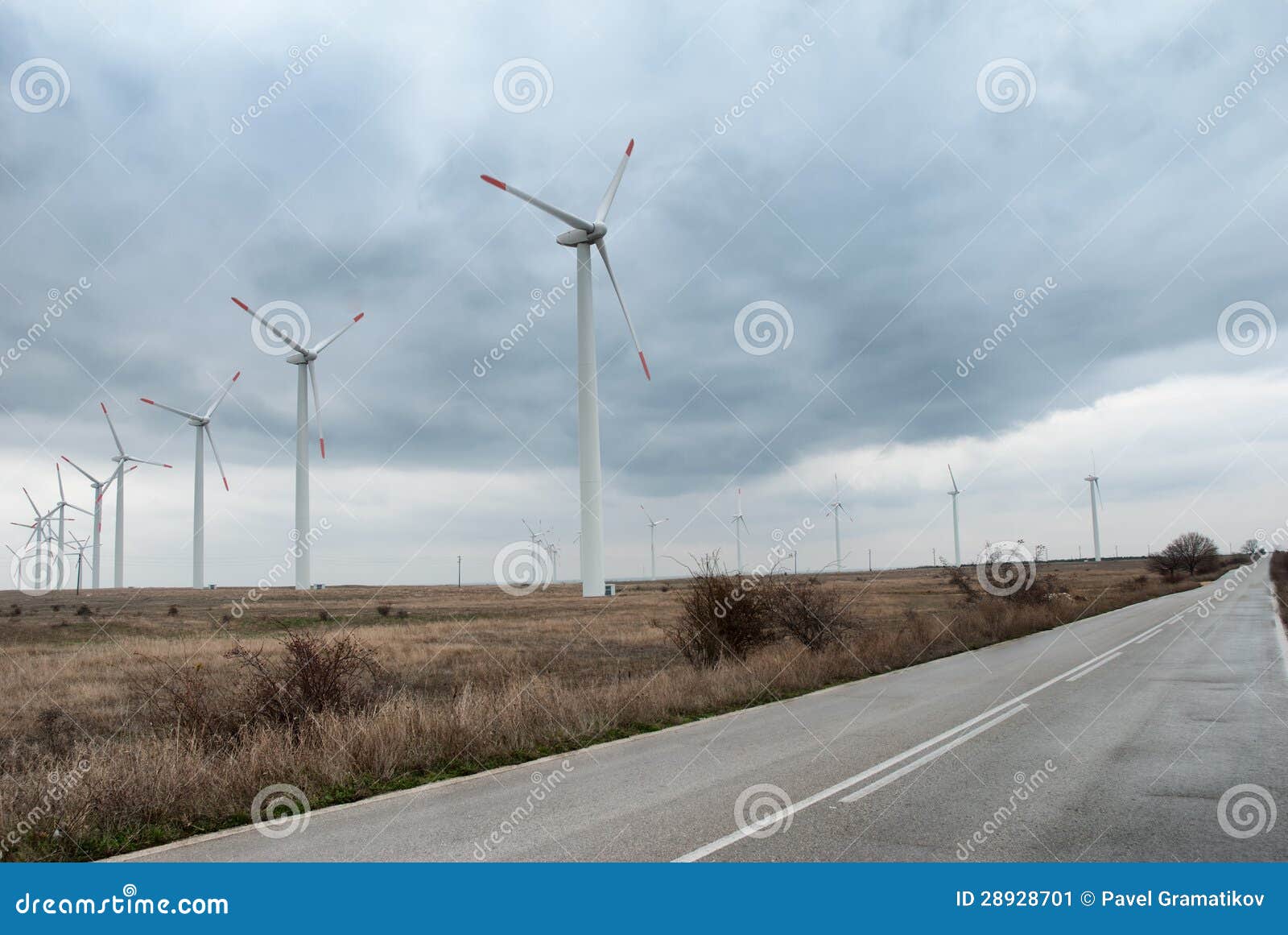 Wind turbines in row stock image. Image of industrial - 28928701