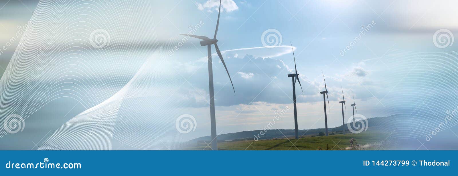 Wind Turbines in a Rural Landscape. Panoramic Banner Stock Image ...