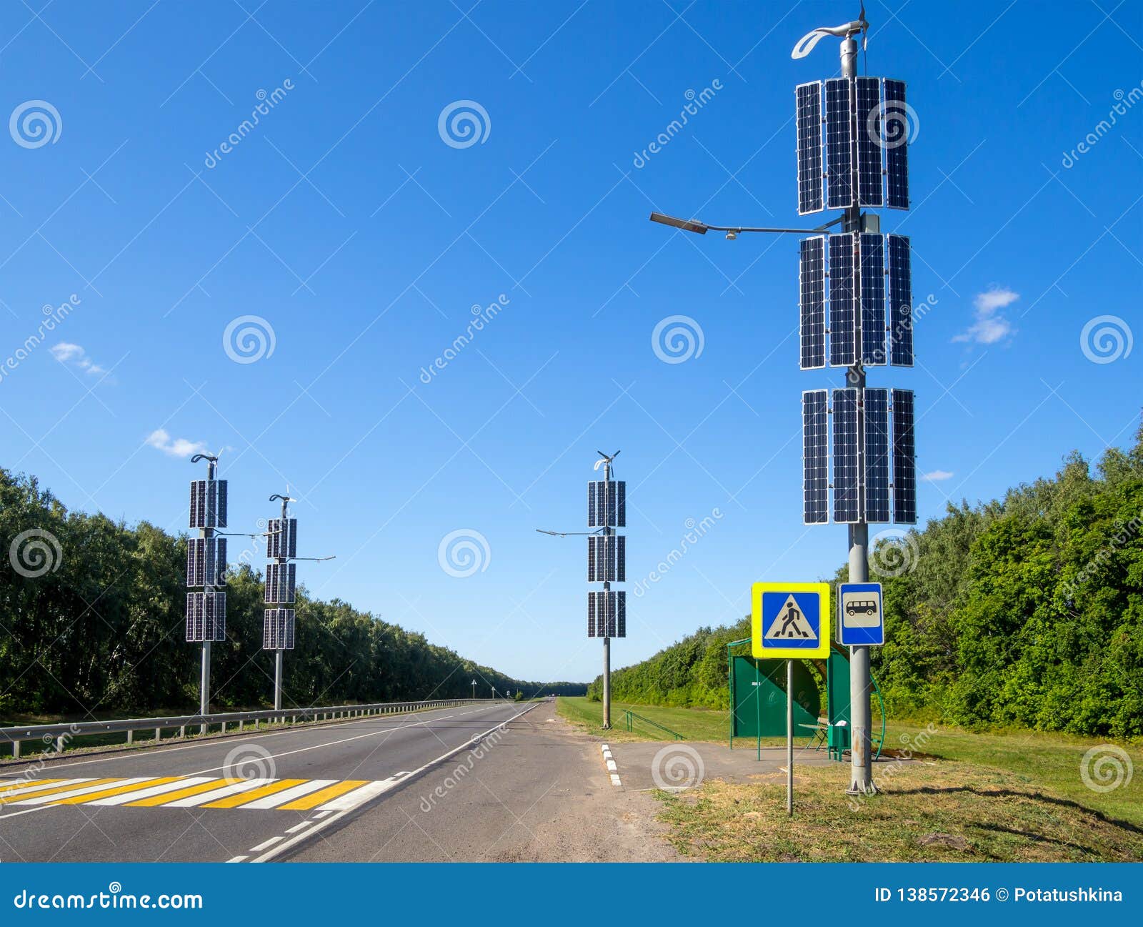 Wind Turbines and Solar Panels Installed in the Federal Highway Section ...