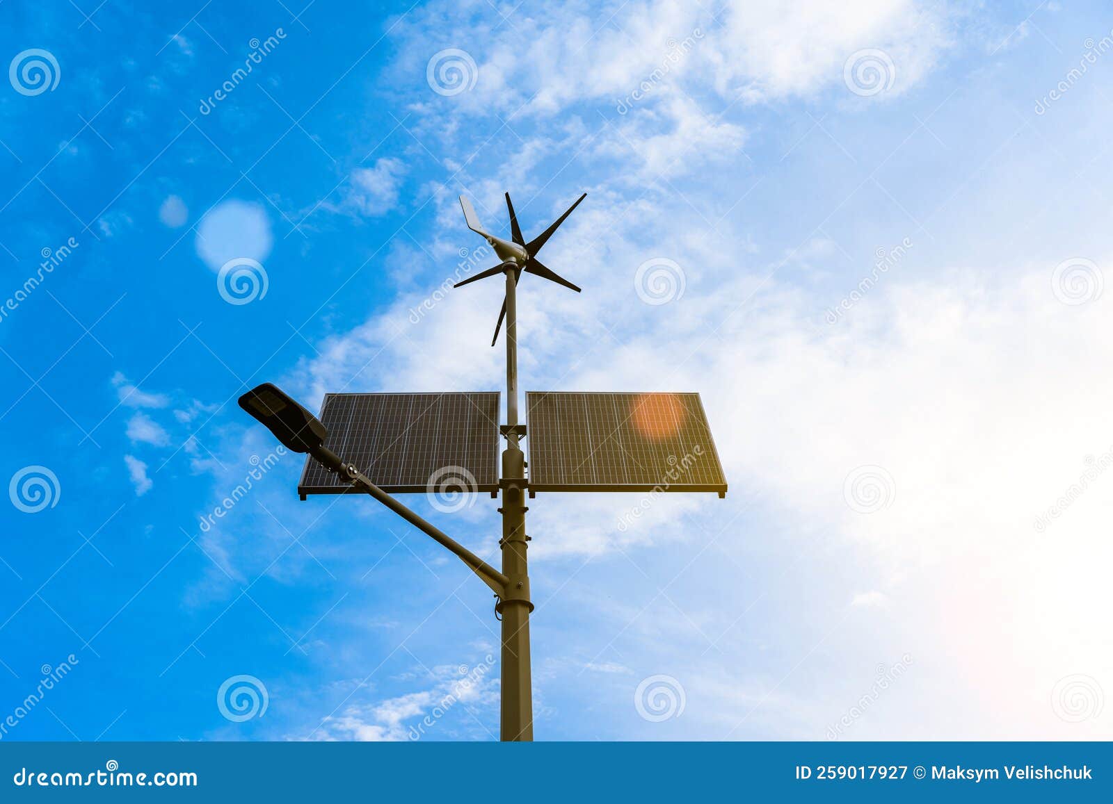 Wind Turbines Solar Panels Renewable Photovoltaic Technology With