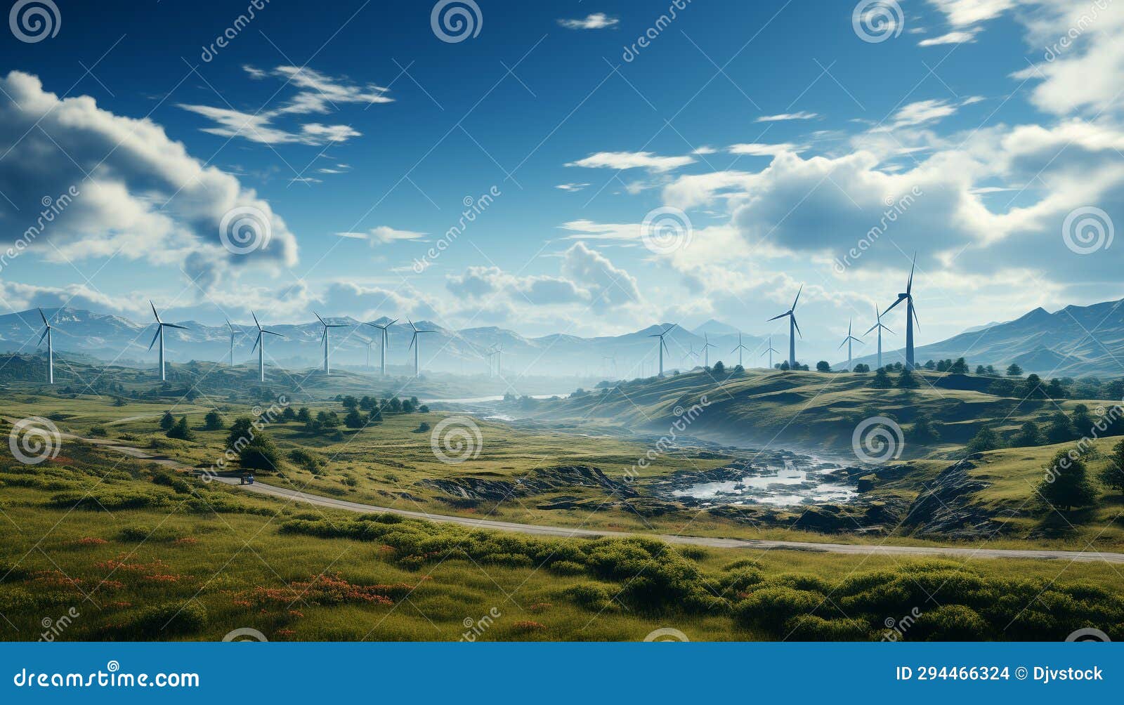 Wind Turbines Spinning in the Sky Generate Renewable Electricity ...
