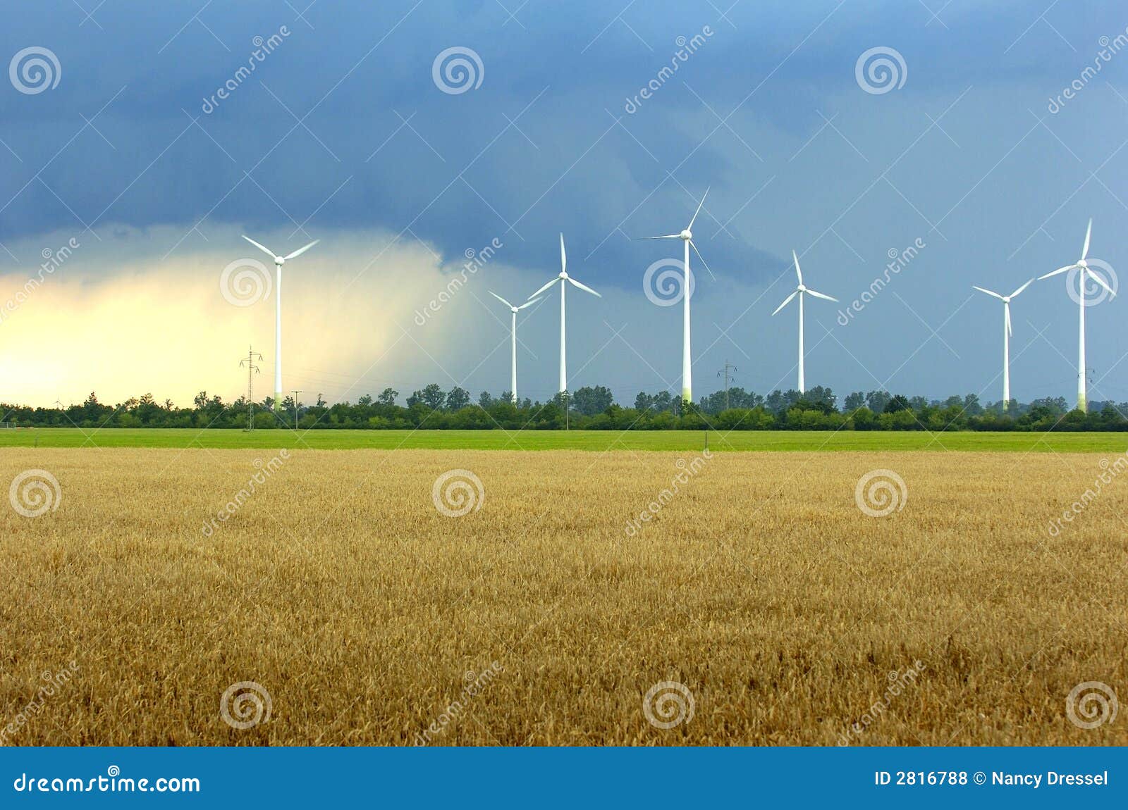 Wind turbines in storm stock photo. Image of evening, breeze - 2816788