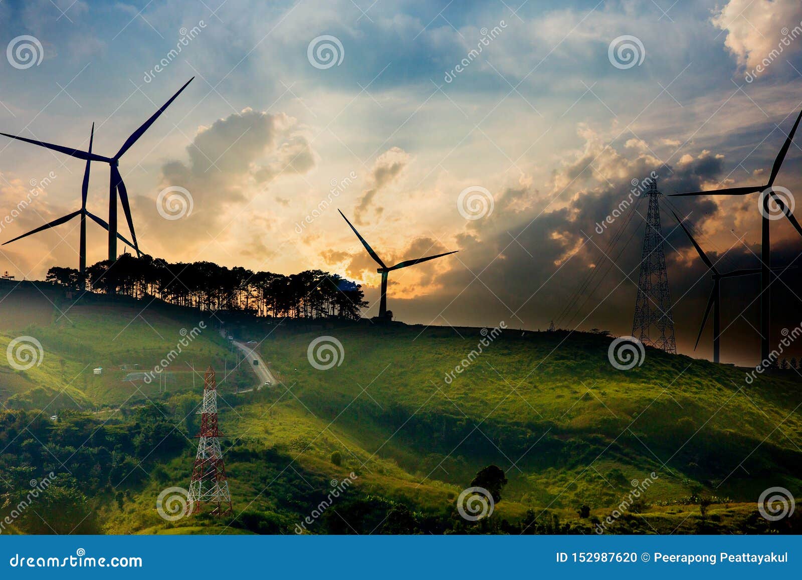 Wind Turbines on Sunny Morning Stock Photo - Image of life, electricity ...